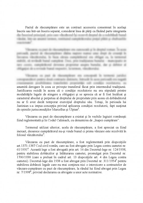 Referat: Vânzarea cu pact de răscumpărare (#275899)
