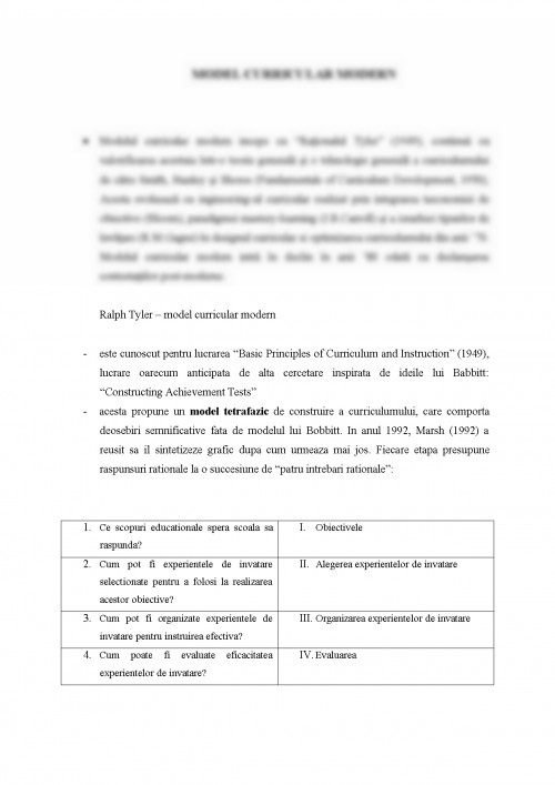Referat: Model curricular modern (#276046)