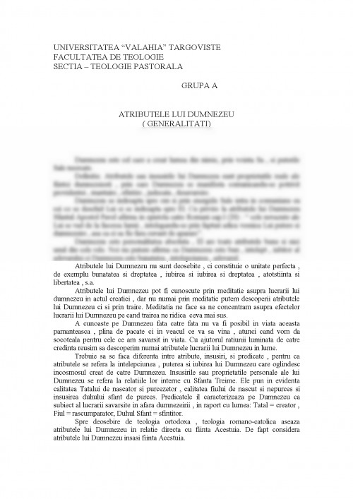 Referat: Atributele lui Dumnezeu (#277172)