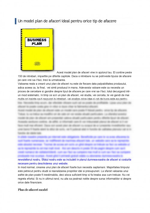 Proiect: Un model plan de afaceri ideal pentru orice tip de afacere ...