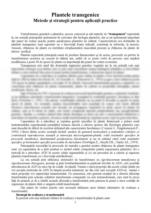 Referat: Plantele transgenice (#281769)