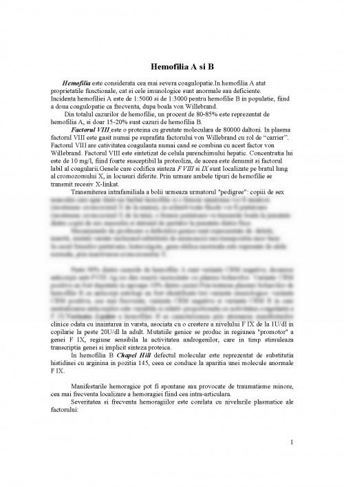 Referat: Hemofilia A și B (#282681)