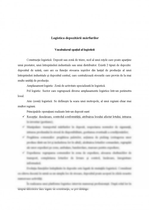Referat: Lucrare Aplicativă la Disciplina Logistică (#283269)