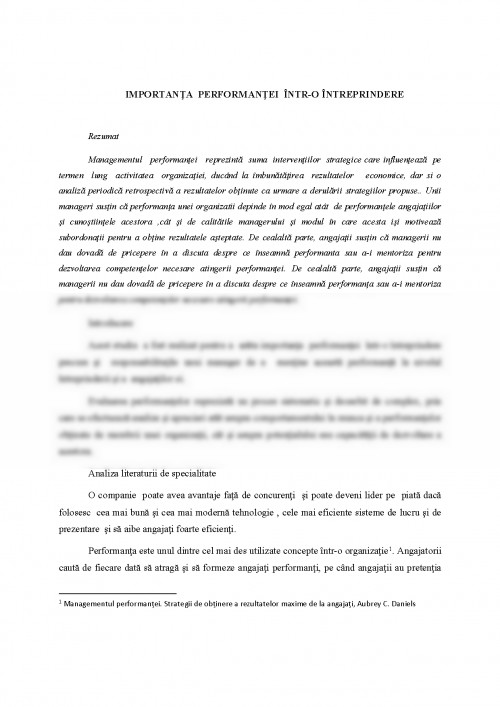 Referat: Importanța Performanței într-o Întreprindere (#284228)