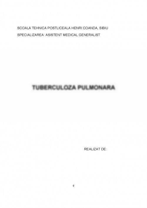 Referat: Tuberculoză pulmonară (#284760)
