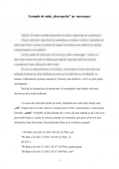Referat: Formule de salut descoperite pe messenger (#285999)
