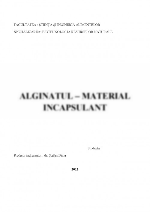 Referat: Alginatul - Material Incapsulant (#286107)