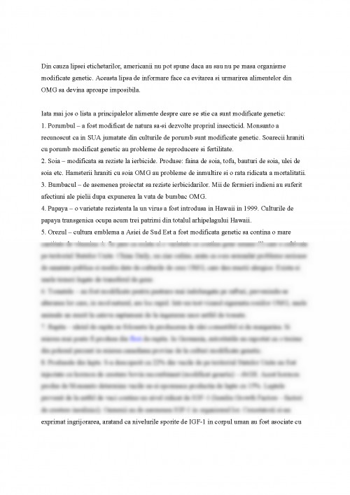 Referat: Top 10 Alimente Modificate Genetic (#286383)