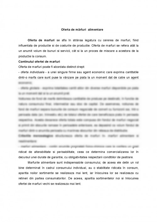 Referat: Oferta de Mărfuri Alimentare (#286859)