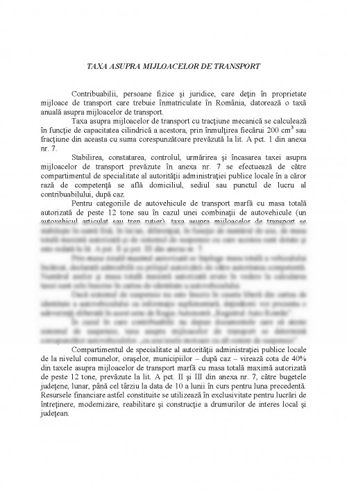 Referat: Taxa asupra mijloacelor de transport (#287290)