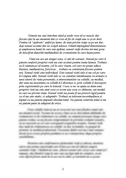 Eseu: Sensul Vieții (#287831)