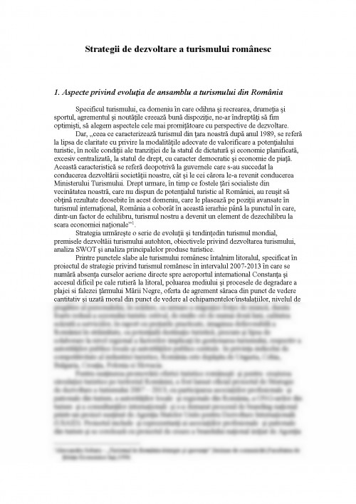 Proiect: Strategii de Dezvoltare a Turismului Românesc (#287954)