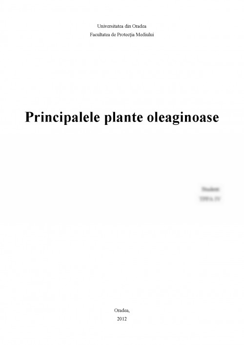 Proiect: Plantele Oleaginoase (#289438)