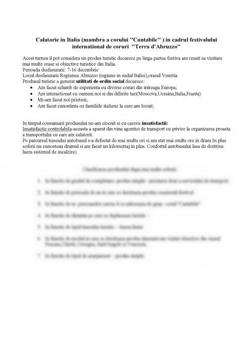 Referat: Produs turistic - călătorie în Italia (#290652)