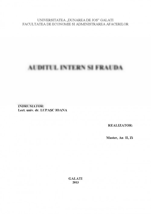 Proiect: Auditul intern și frauda (#291057)