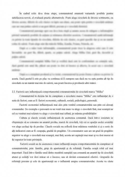 Proiect: Comportamentul consumatorului român de ciocolată, marca Milka ...