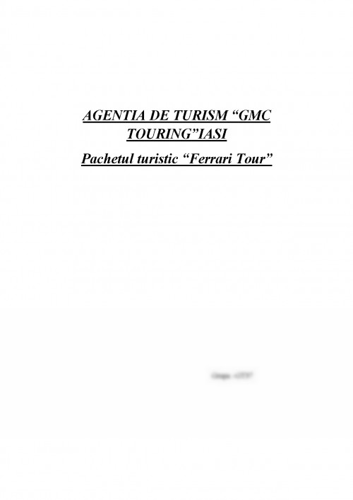 Proiect: Pachet Turistic (#292466)