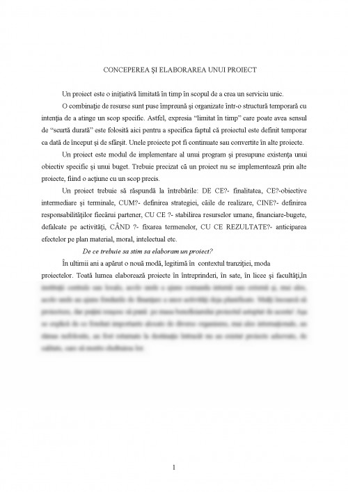 Referat: Conceperea și Elaborarea unui Proiect (#292793)