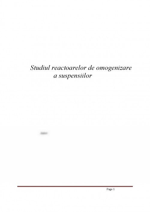 Proiect: Reactoare de Omogenizare a Suspensiilor (#293323)