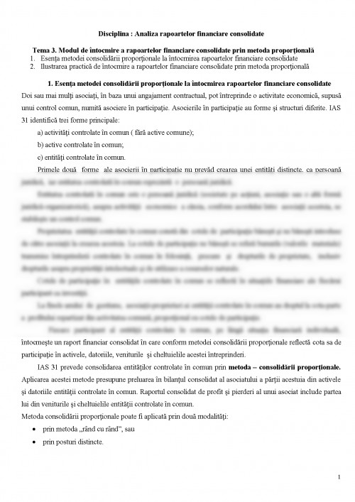 Curs: Modul de Întocmire a Rapoartelor Financiare Consolidate prin ...
