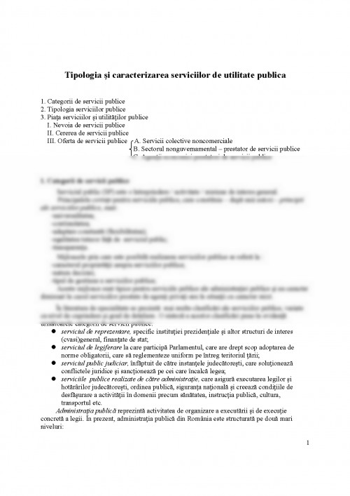 Referat: Tipologia și Caracterizarea Serviciilor de Utilitate Publica ...