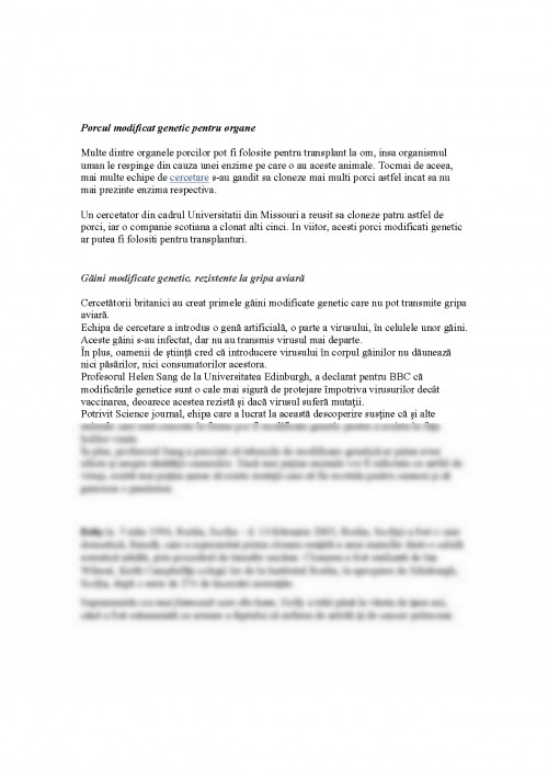 Referat: Animale Modificate Genetic (#294589)