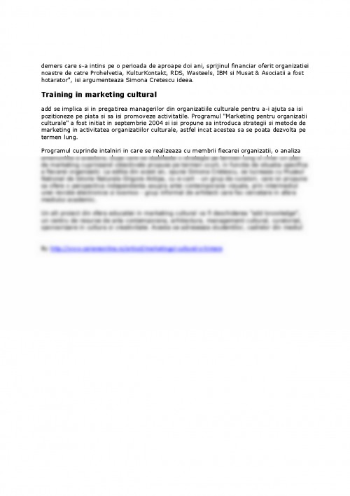 Proiect: Marketing Cultural (#295231)