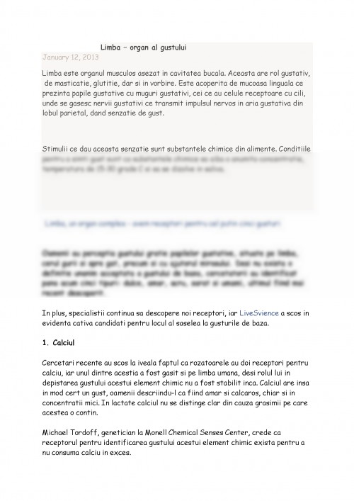Proiect: Limba - Organ al Gustului (#298619)