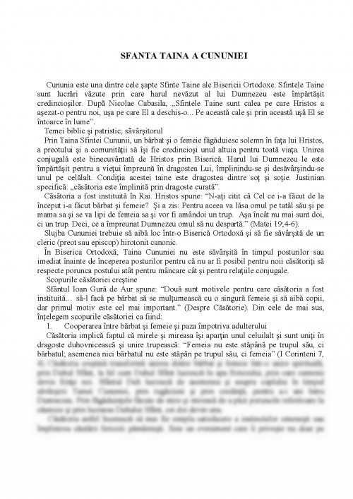 Referat: Sfânta Taină a Cununiei (#299243)