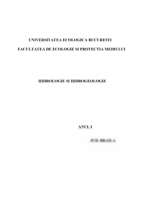 Referat: Hidrologie și Hidrogeologie (#299735)