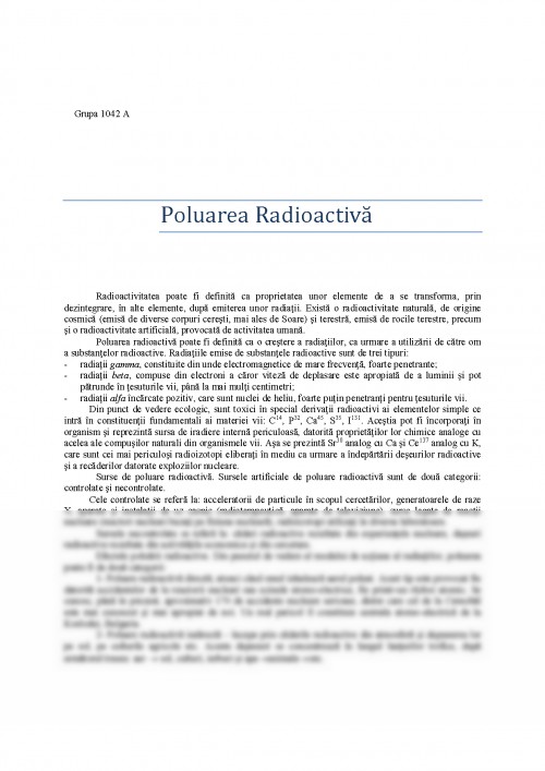 Referat: Poluarea Radioactivă (#310162)