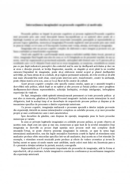 Referat: Interacțiunea Imaginației cu Procesele Cognitive și Motivația ...