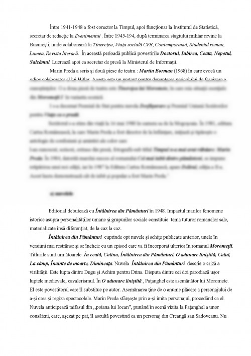 Licența: Satul românesc văzut prin prisma operelor lui Marin Preda și ...