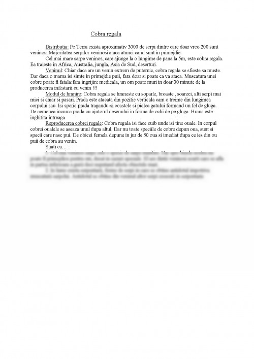 Referat: Cobra regală (#322658)