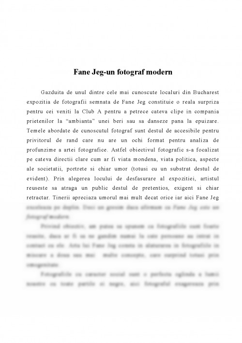 Referat: Fane Jeg un fotograf modern - artă (#323005)