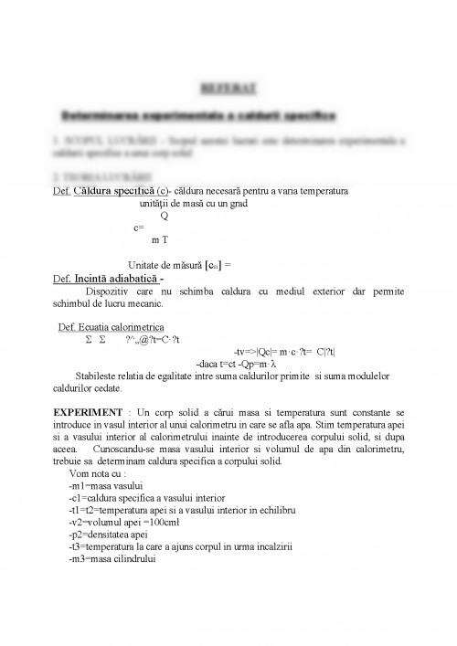 Referat: Căldura Specifică (#323483)