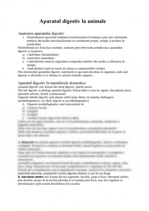 Referat: Sistemul Digestiv La Animale (#323631)