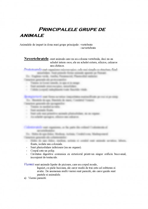 Referat: Principalele Grupe De Animale (#323873)