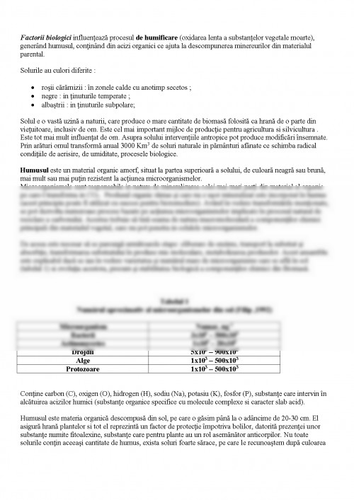 Referat: Rolul microorganismelor în formarea solului (#323892)