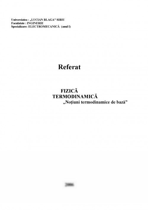 Referat: Fizică termodinamică - noțiuni termodinamice de bază (#324996)