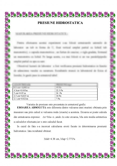 Referat: Presiunea hidrostatică (#325067)
