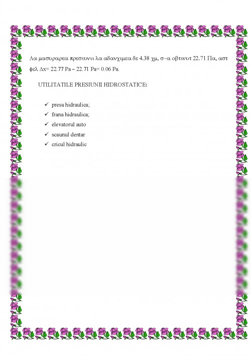 Referat: Presiunea hidrostatică (#325067)