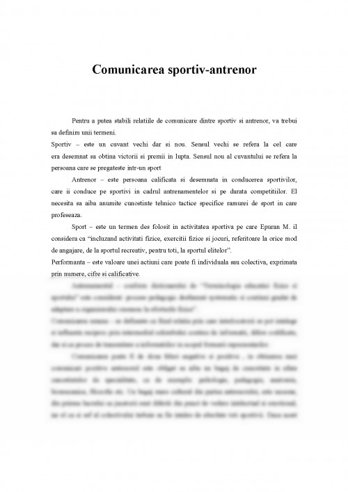 Referat: Comunicarea sportiv-antrenor (#326706)