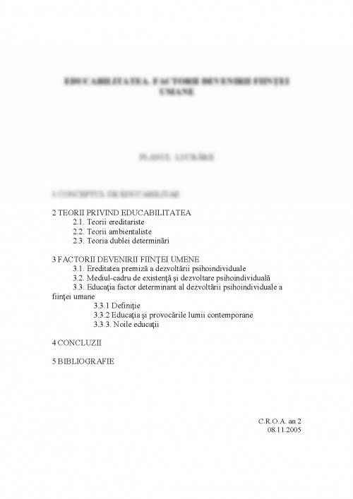 Referat: Conceptul de educabilitate (#326712)