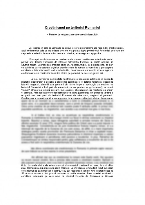 Referat: Creștinismul pe teritoriul României (#326912)