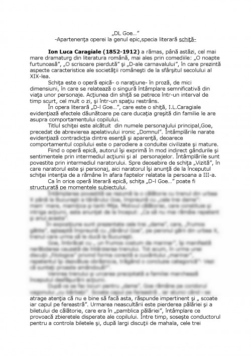 Referat: Dl Goe de Ion Luca Caragiale (#327296)