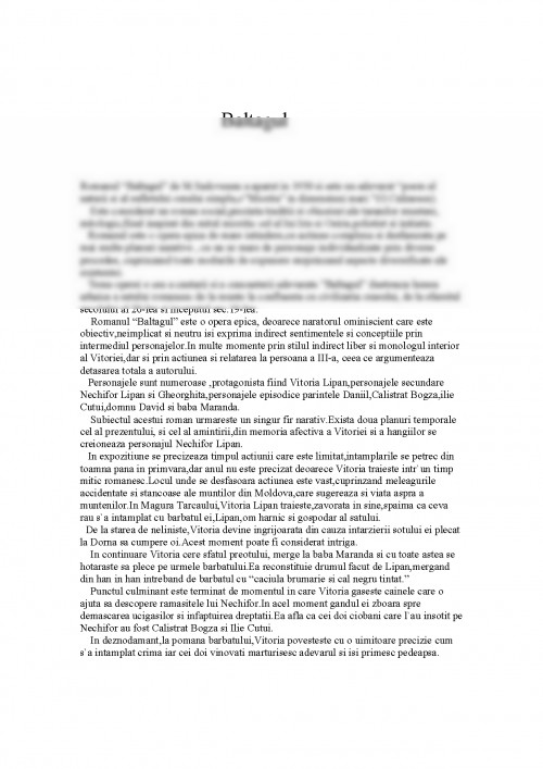 Referat: Baltagul - specia roman (#327313)