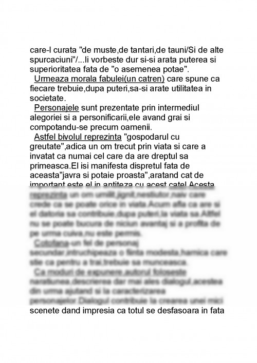 Referat: Fabula - Bivolul și coțofana (#327408)