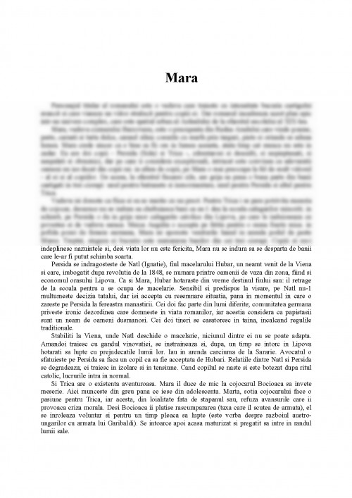 Referat: Mara - personajul principal al romanului (#327718)