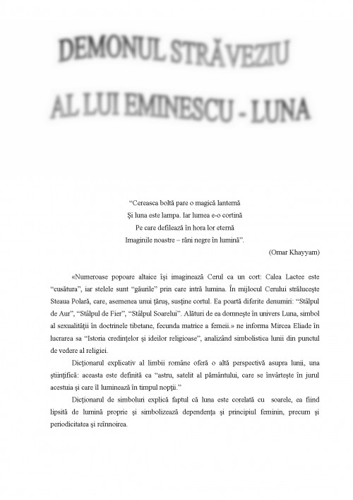 Referat: Mihai Eminescu Luna - demonul străveziu (#327767)